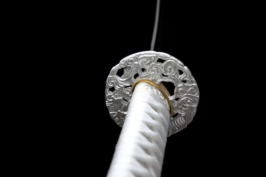 White Katana Sword For Sale Handmade Battle Ready Samurai Swords